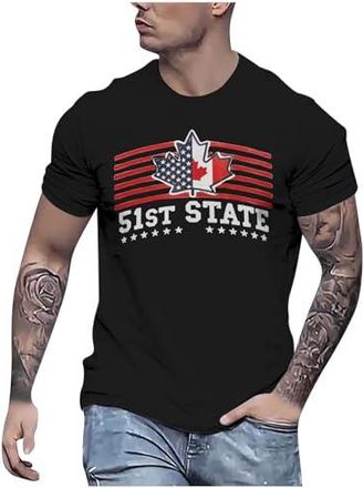 Generic T-shirts mignons pour hommes du Canada 51st State T-shirts pour hommes &agrave; manches courtes pour sortir, hauts de gym, T-shirt d&eacute;t&eacute; &agrave; col ras du cou, T-s