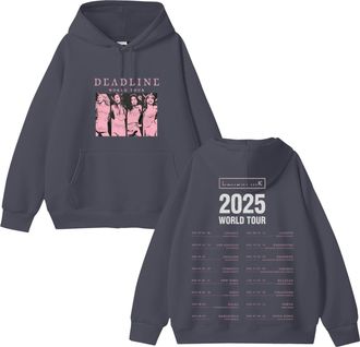 Generic Deadline Hoodie 2025 World Tour Grafik-Stil Baumwoll-Sweatshirt(B Grey,M)