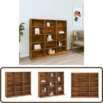 vidaXL Armoire à cd Chêne fumé 102x23x89,5 cm Bois dingénierie - Armoire à cd - Meuble Rangement cd - Étagères - Bibliothèque - Mobilier Salle De Séjour