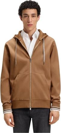 HUGO BOSS Homme, Sweatshirts et sweats &agrave; capuche, Beige, Taille: S Sweat &agrave; capuche zipp&eacute; avec cordons &agrave; motifs
