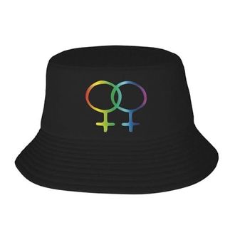 Generic Chapeau De Seau Unisexe Symboles F&eacute;minins Fiert&eacute; Lesbienne LGBT Chapeau De P&ecirc;che &Agrave; Large Bord Mode Bonnet De Soleil, pour De P&ecirc;che, Plage, Sports, 56-