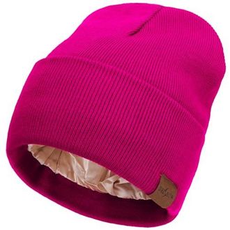 Dreshow Bonnet dhiver Doubl&eacute; de Satin pour Femme Homme Doux et Chaud Bonnet Hiver avec Doublure Soyeuse Tricot&eacute; Chapeau avec Satin Doubl&eacute; Beanie Unisexe