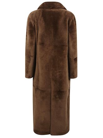Furling Suede Double-Breasted Coat - Brown