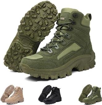 Generic Bottes de travail en cuir pour homme avec soutien de la vo&ucirc;te plantaire - Chaussures de randonn&eacute;e imperm&eacute;ables anti-crevaison, vert a, 42 1/3 EU