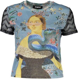Desigual T-Shirt Damen Kurzarm T-Shirt Blau - Stylisches Design