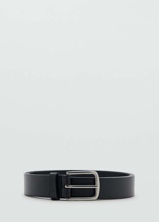 Mango Ceinture cuir boucle noir - Homme - 80 - MANGO MAN