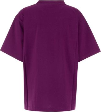Balenciaga Logo-Printed Cotton T-Shirt - Purple