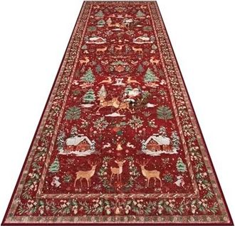 Generico Tapis de No&euml;l - Tapis de P&egrave;re No&euml;l arbre de neige antid&eacute;rapant festif, tapis lavable en polyester, antid&eacute;rapant d&eacute;coration de vacances | Int&eacute;rieur Cha