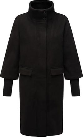 Navahoo Manteau de transition tendance pour femme - Aspect laine - Trench avec manches en maille côtelée - Fleur polaire - 14 - Noir - Taille XXL, Noir, XXL