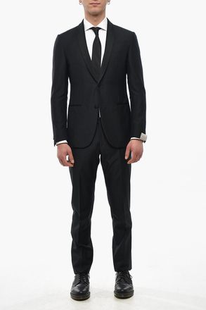 Corneliani Anzug aus Schurwolle mit Schalkragen aus Satin Corneliani