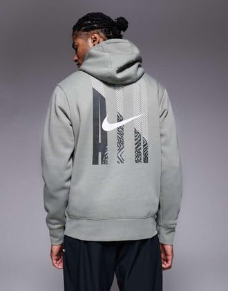 Nike Air - Kapuzenpullover in Grau mit Grafikmotiv
