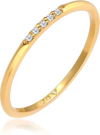 Elli Ringe - Ring Bandring Diamanten Elegant Fein (0.025 ct) 37 - Gr. 52 MM - in Gold - für Damen