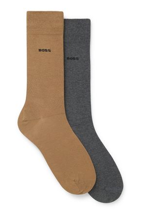 HUGO BOSS Businesssocken BOSS 2P RS Uni CC, Herren, Gr. 47-50, medium beige 262, Baumwollmischung, normal, Socken, mit Markenlogo