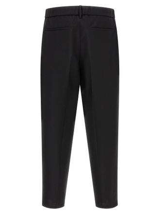 Jil Sander Mens Black Virgin Wool Cropped Pants