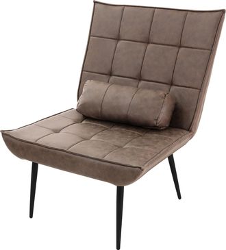 ML Design ML-Design Loungesessel Braun - Moderner Polstersessel mit Lendenkissen f&uuml;r Wohnzimmer, Retro Design-Sessel mit Metallbeinen, ergonomisch & pflegeleich
