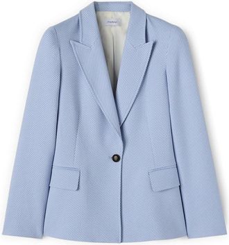 Motivi Femme, Vestes, Bleu, Taille: 36 FR Blazer en tissu ray&eacute; teint en fil
