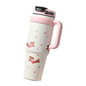 Generico B&eacute;b&eacute; isol&eacute; avec poign&eacute;e et paille, verre avec paille et poign&eacute;e - Porte de tasse compatible pour le voyage, tasse de cassine r&eacute;utilisable de 1000 ml d