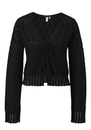 QS by s.Oliver Cardigan Strickjacke Strickjacke mit Ajourmuster und Bindedetail