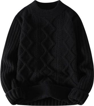 Generic Pull Doux Femme Pull en Laine Femme Hiver en pour Femmes Tiss&eacute; Col Rond Hauts Tricot&eacute;s &agrave; Rayures Manches Longues Automne Hiver Large sous Col Roul&eacute; Bl