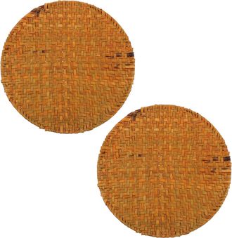 BESPORTBLE ANDRESLAD 2 Stück Handgefertigte Runde Gewebte Tischsets aus Stroh Hitzebeständige Platzsets für Esstisch Abwaschbar Leicht Natürliche Dekoration für 