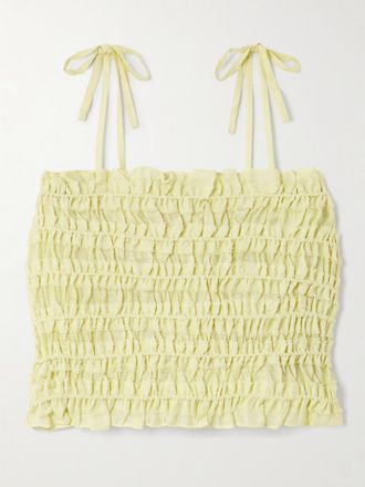 Tory Burch Verk&uuml;rztes Oberteil Aus Einer Gerafften Lyocell-mischung Mit Fransen - Gelb