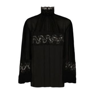 Dolce & Gabbana Bluse aus Spitze und Georgette - - Blouses & Shirts - Damen - Schwarzk - S