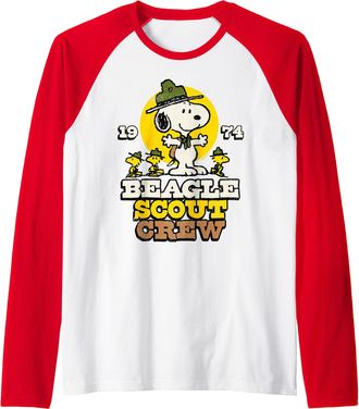 Peanuts Snoopy Woodstock Beagle Scout Crew 1974 Raglan