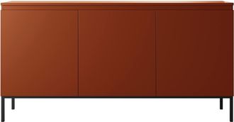 Selsey Bemmi Sideboard Kommode 3-türig, Ziegelrot mit Metallbeinen, 150 cm