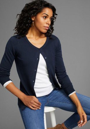 Laura Scott Strickjacke leichte &Uuml;bergangsstrickjacke aus Feinstrick