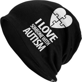 Generic Homme Femme Bonnet &Agrave; Revers Jaime Une Personne Autiste Bonnet dhiver Doux Bonnets Tricot&eacute; Chaud Bonnets De Ski pour Ski Hiver Course