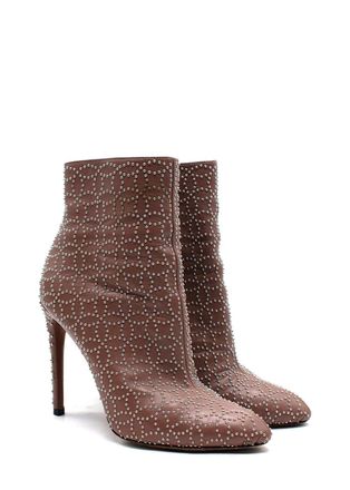 Alaia Nude Studded Stiletto Ankle Boots Size 37.5
