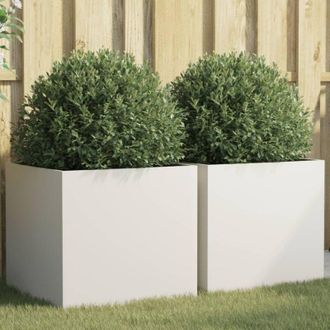 vidaXL Vidaxl - Jardini&egrave;res 2 pcs blanc 49x47x46 cm en acier lamin&eacute; &agrave; froid - R&eacute;sistance accrue pour ext&eacute;rieur - Assemblage requis - vidaXL116734