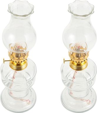 NUOBESTY 2 St&uuml;ck Retro Petroleumlampe aus Glas Handgehaltene Kerosin &Ouml;llampe mit Docht Vintage Stil Camping Notlicht und Dekoration
