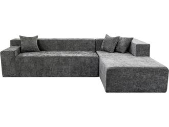 Habitat et Jardin Ecksofa aus Strukturstoff Tessaro - 4-Sitzer - Grau