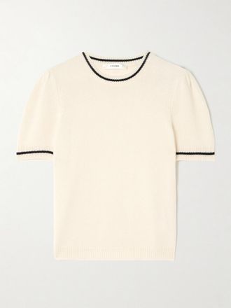 Frame Denim Gathered Oberteil Aus Kaschmir Mit Streifen - Creme