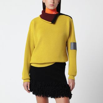 Loewe Olivgr&uuml;ner Wollpullover mit Rei&szlig;verschlussdetail