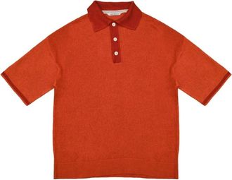 A Kind Of Guise A Kind OF Guise, Homme, Tops, Orange, Taille: M Polo en maille ajour&eacute;e en coton et lin