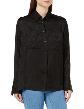 Replay Damen Bluse Langarm mit Kragen, Black 098 (Schwarz), XXS