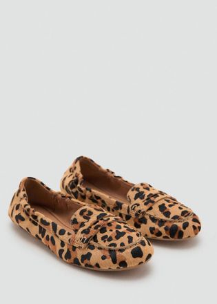 Mango Mokassin aus Leopardenfell-Leder mittelbraun - Damen - 35 - MANGO