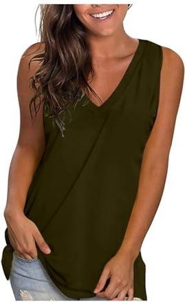 Generic D&eacute;bardeurs habill&eacute;s Y2K pour femme - D&eacute;contract&eacute; - Basique - Travail ample - Sans manches - Coupe ample - Ourlet incurv&eacute; - Pour sortir - Joli d&eacute;bardeu