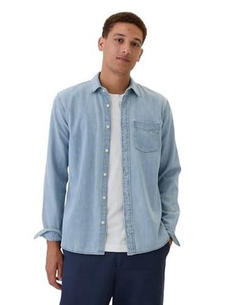 GAP Chemise boutonn&eacute;e en jean &agrave; manches longues pour homme, D&eacute;lav&eacute; clair, Taille S