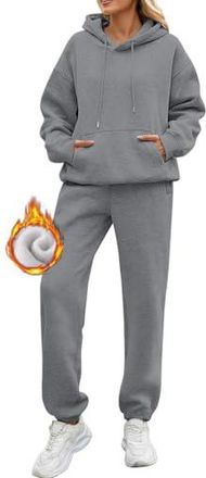 Generic Shffuw Jogging Femme Ensemble,Polaire Femme Chaud Hiver Loungewear Set,2 PièCes Survetement Vetement,Chic Et Elegant Grande Taille Sportswear, avec Po