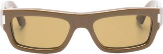 Saint Laurent Eyewear lunettes de soleil à monture rectangulaire - Marron