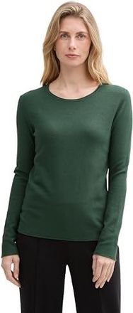 Tom Tailor Pull en Tricot avec col Rond pour Femme, 30024 - Explorer Green, XL