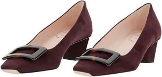 Roger Vivier Hohe Schuhe - Pointed Toe Suede Pumps With Decorative Buckle - Gr. 38,5 (EU) - in Rot - f&uuml;r Damen