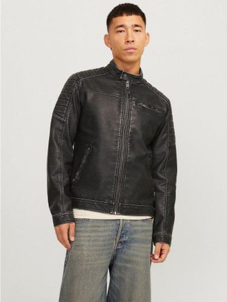 Jack & Jones Lederimitatjacke JJEROCKY WASHED PU JACKET NOOS mit Bandkragen