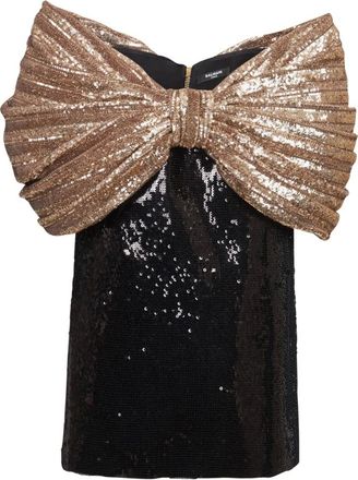 Balmain Femme, Robes, Noir, Taille: 34 FR Robe &agrave; Sequins avec Surdimensionn&eacute;