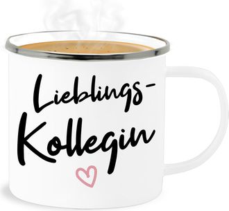 Shirtracer Emaille Becher Blechbecher - Job & Beruf Geschenk Tasse - Lieblingskollegin Herz - 300 ml - Weiß Silber - arbeit kolleginnen mit