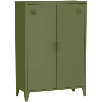 Sweeek Commode/armoire en m&eacute;tal kaki. 2 espaces de rangement. casiers