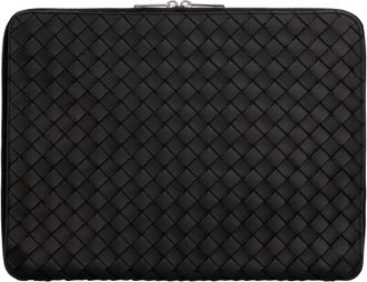 Bottega Veneta Mens Intrecciato Hydrology Document Case Pouch Black Calf Clutch Bags